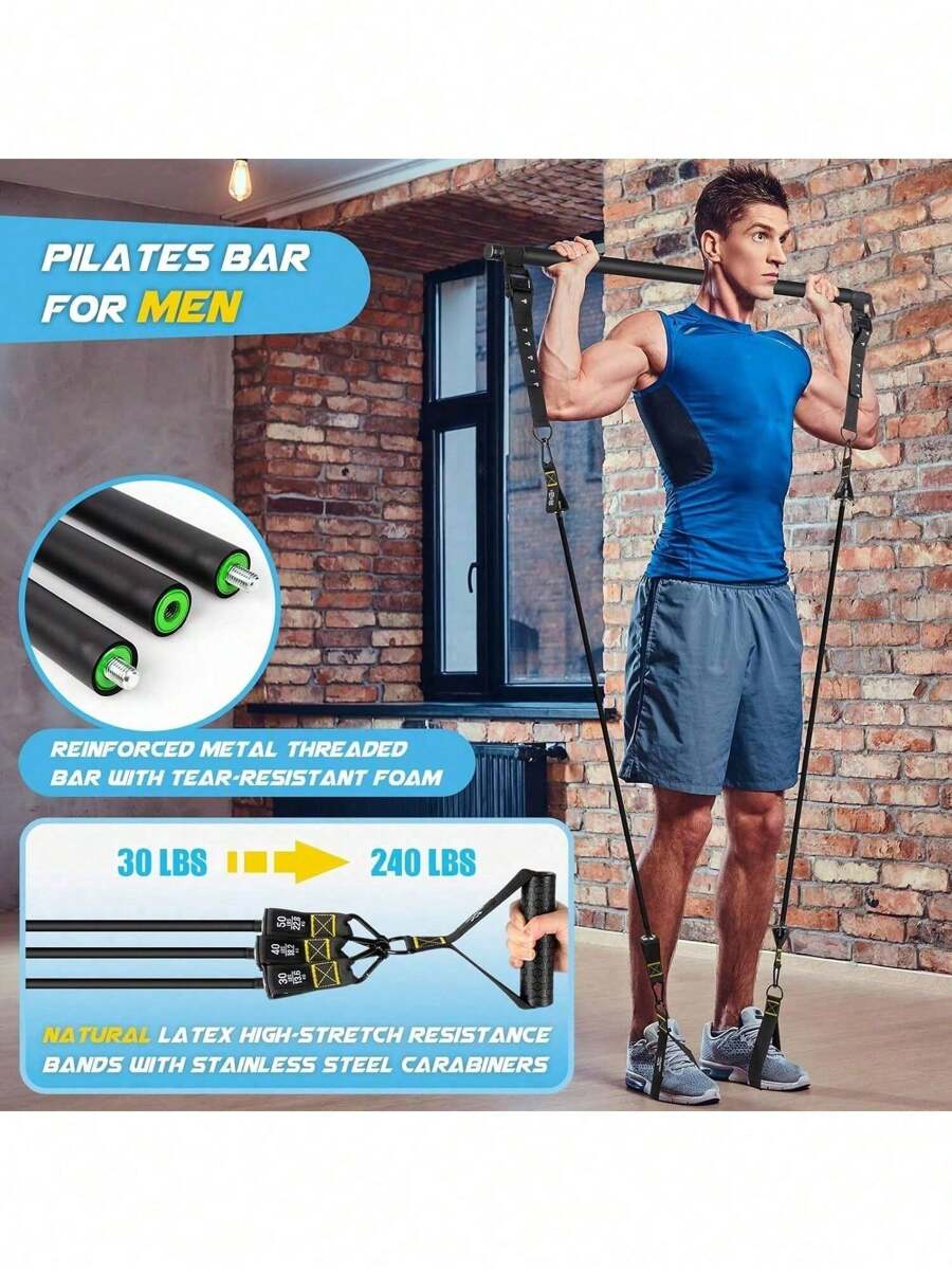 Pilates Bar Kit With Resistance Bands, Multifunctional Yoga Pilates Bar ...