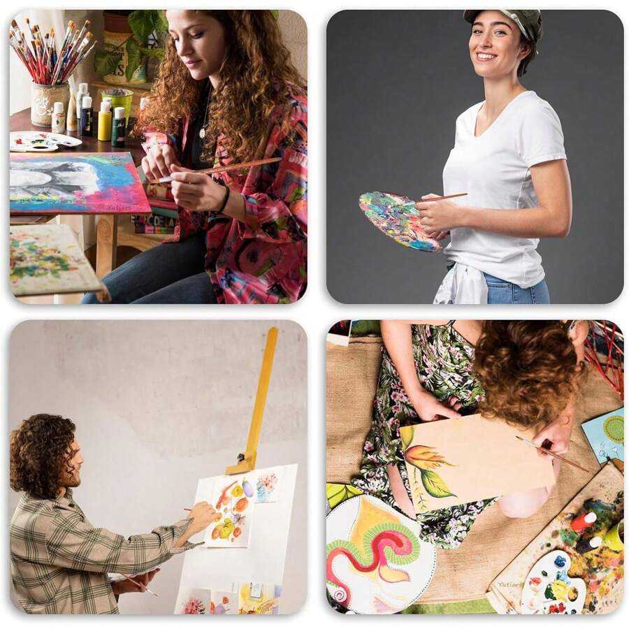 Premium 12-Piece Artist Paint Brush Set - Ultra-Durable Nylon Bristles ...