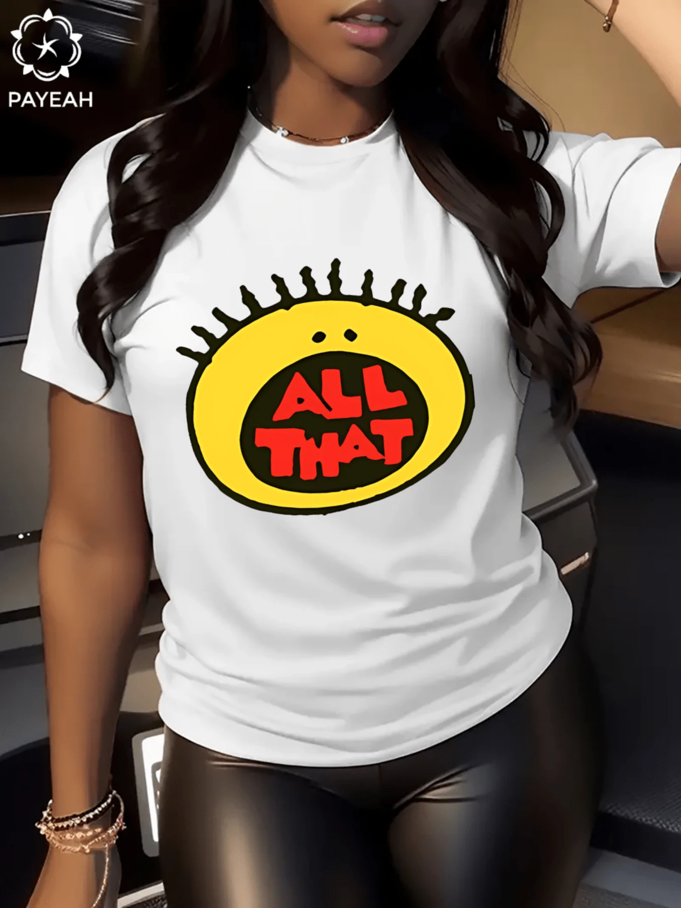 Payeah 1Pcs Yellow Cartoon Letters 100% Cotton Short-Sleeved T-Shirt ...