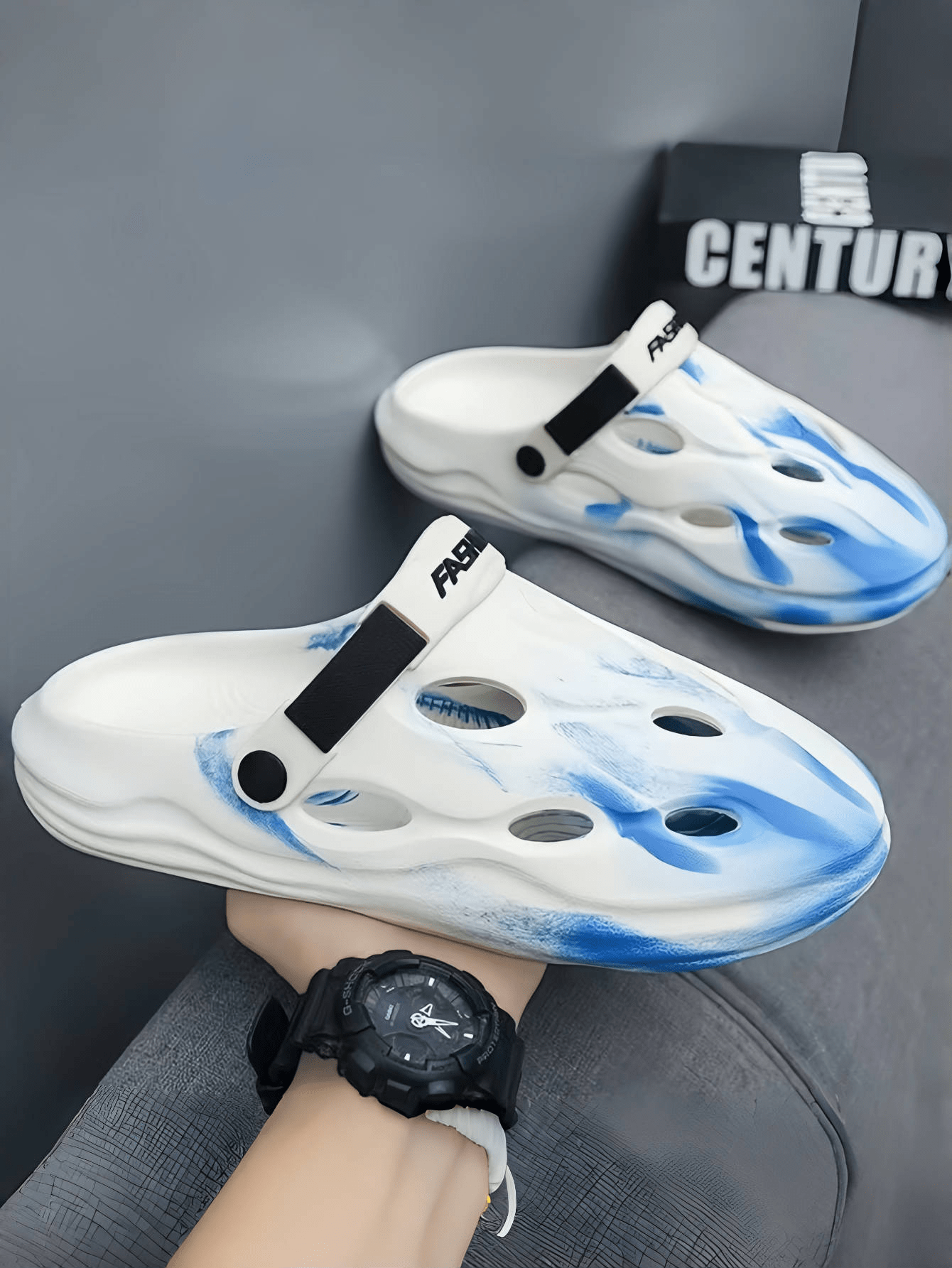 Fashionable Men's Slip-On Slippers, Versatile Personality Thick Sole ...