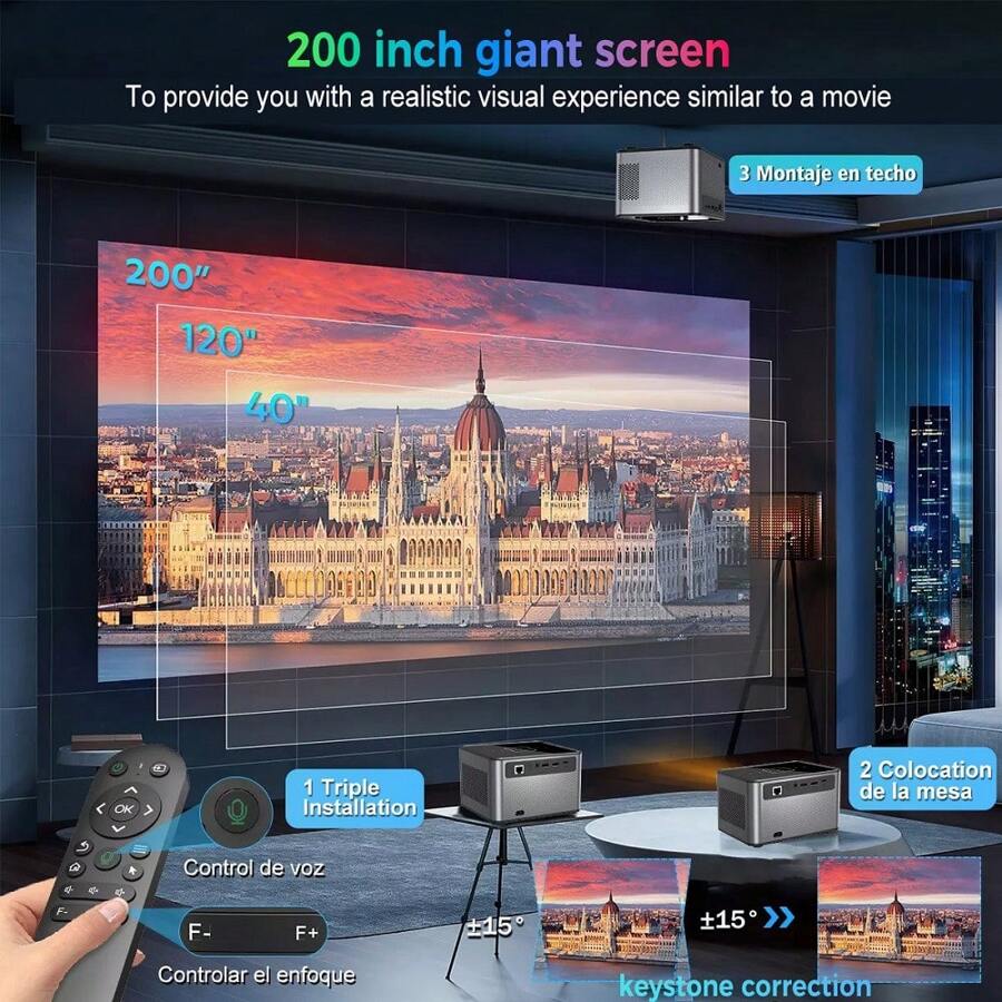 EMODERN 4K Projector X3 with WiFi Bluetooth Movie Projector for Outdoor ...