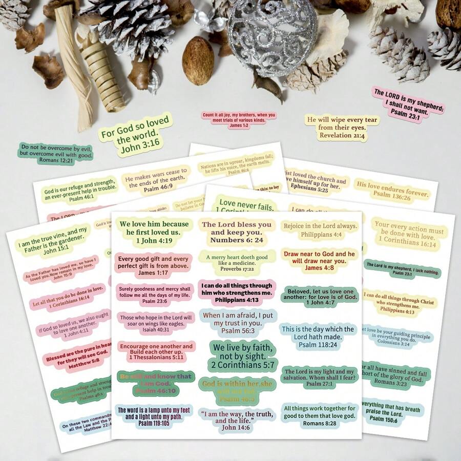 100pcs/5sheets Inspirational Bible Verse Stickers, Motivational Quotes ...