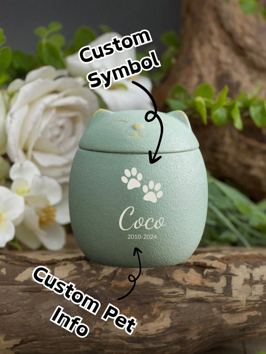 Custom Pet Paw Urn Cat With Name And Date,Modern Pet Ashes Cremation ...