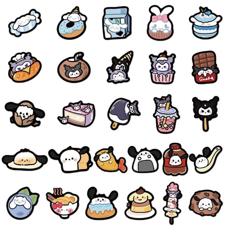Sanrio 55 Pcs Sanrio Hello Kitty Food Stickers - Adhesive, Reusable ...