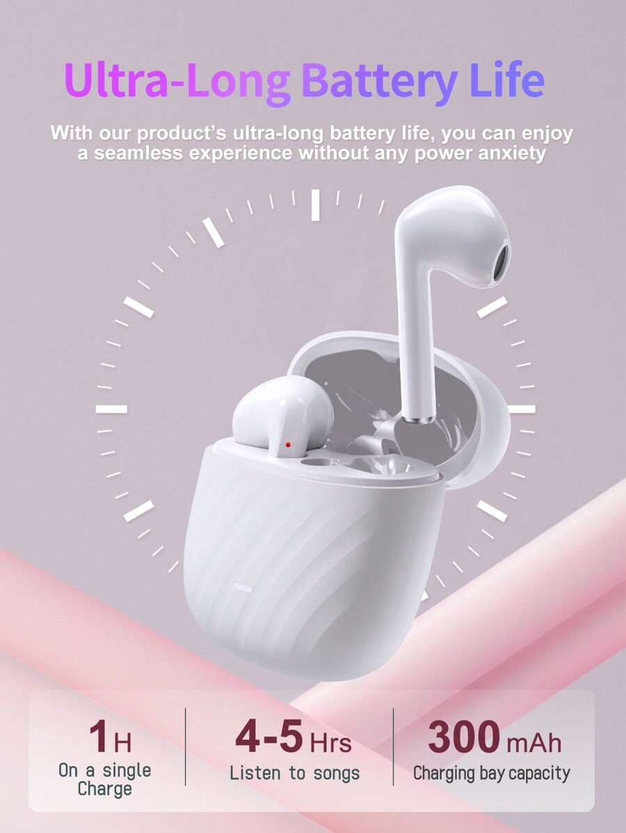 Wireless Earbuds Half-In Ear Light-Weight Headphones Built-In ...