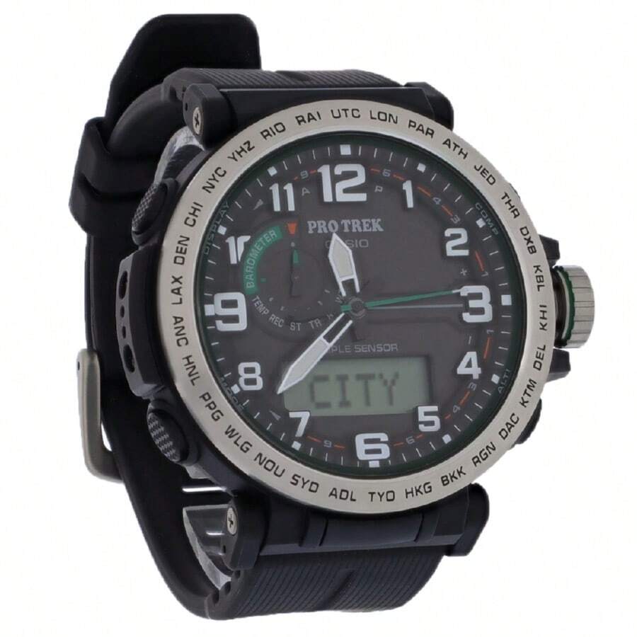 Casio Casio Pro Trek Mens Black Dial Triple Sensor Solar Powered Prg601 ...