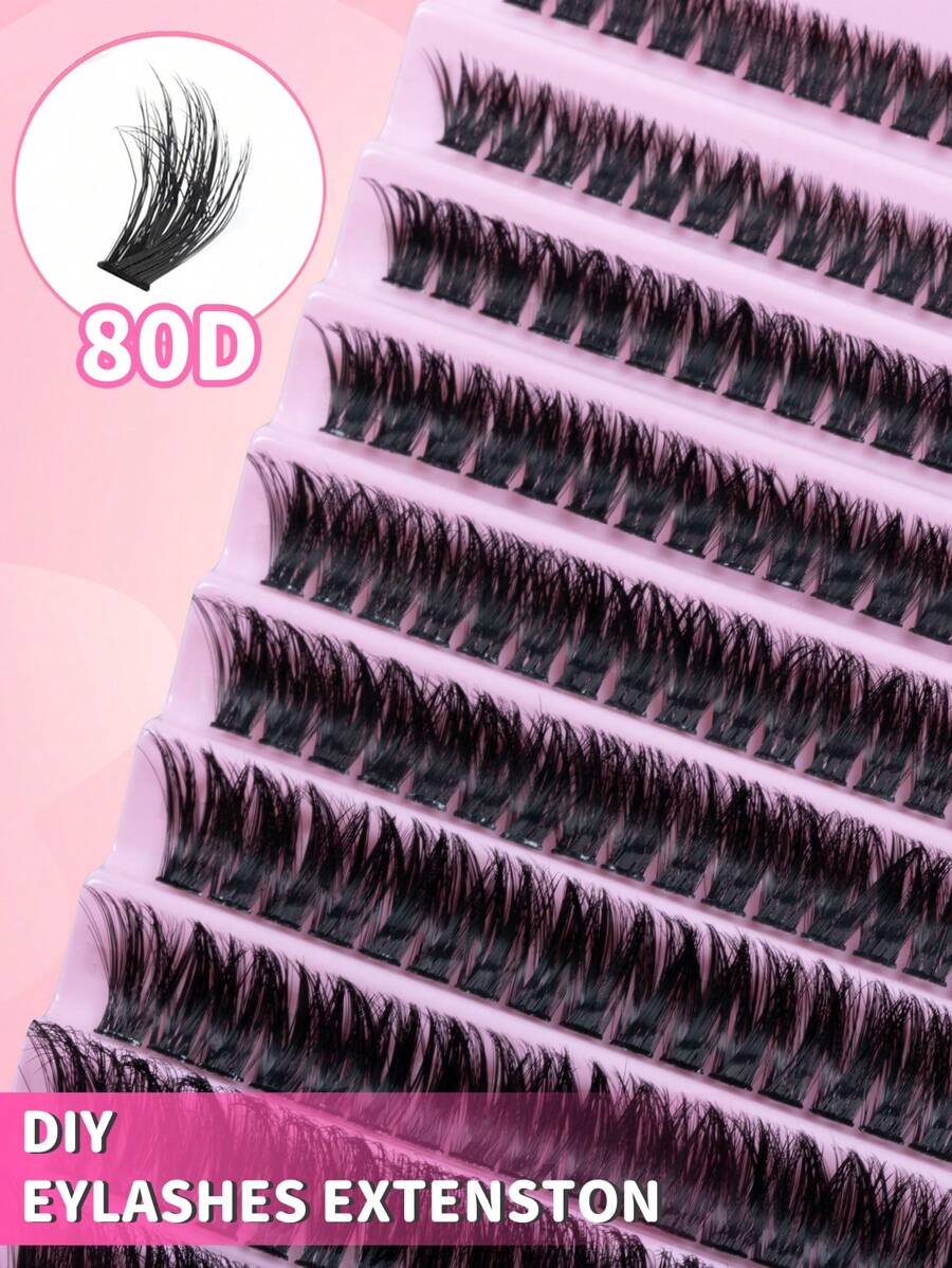 200 قطعة طقم إكسسوارات تطويل الرموش DIY ، رموش فردية تجميعية شكل D, أطوال مختلفة من 8-16 ملم، مع ...