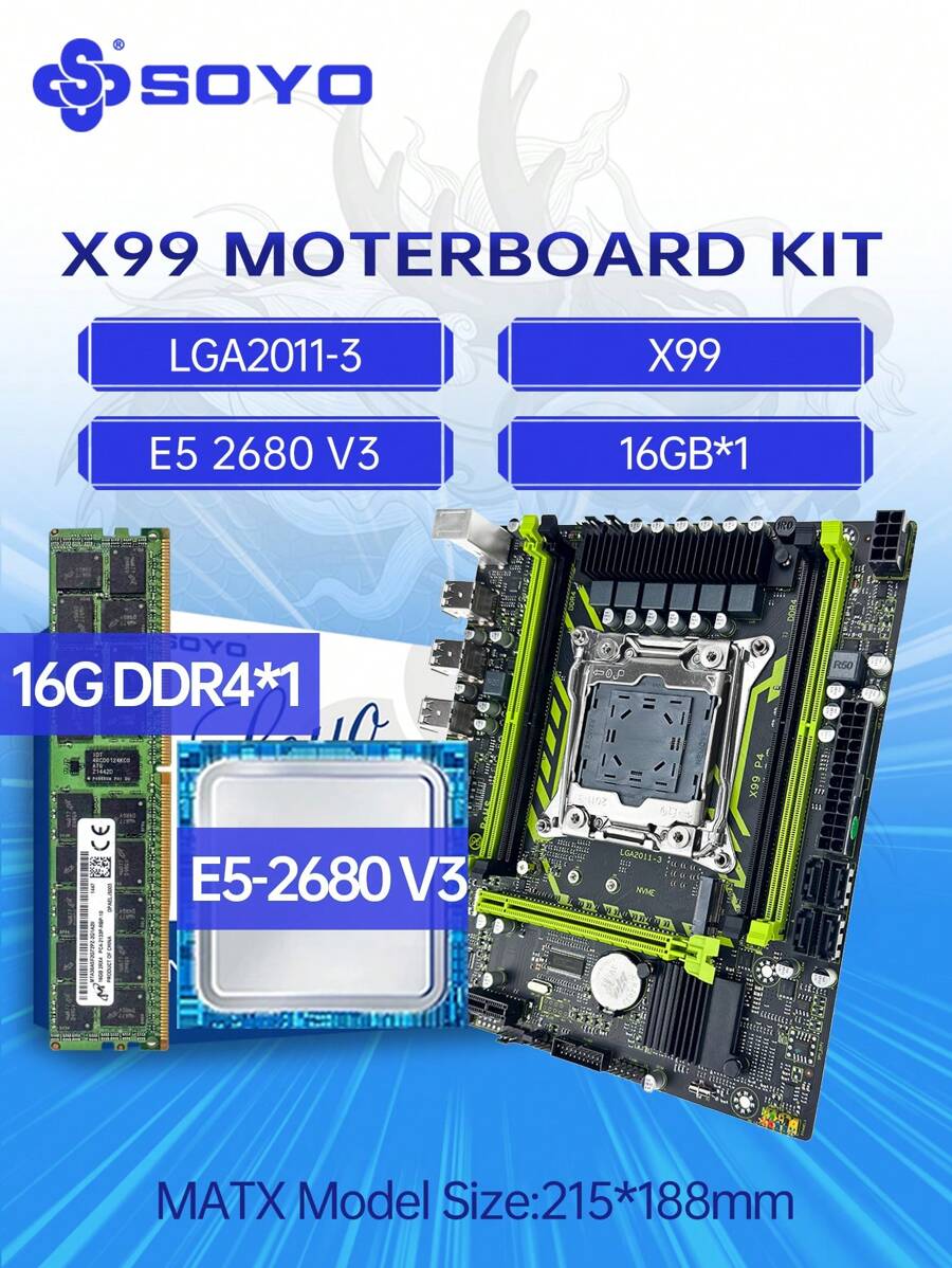 X99 D4 Motherboard Kit LGA 2011-3 Set With Intel Xeon E5 2680 V3 CPU ...