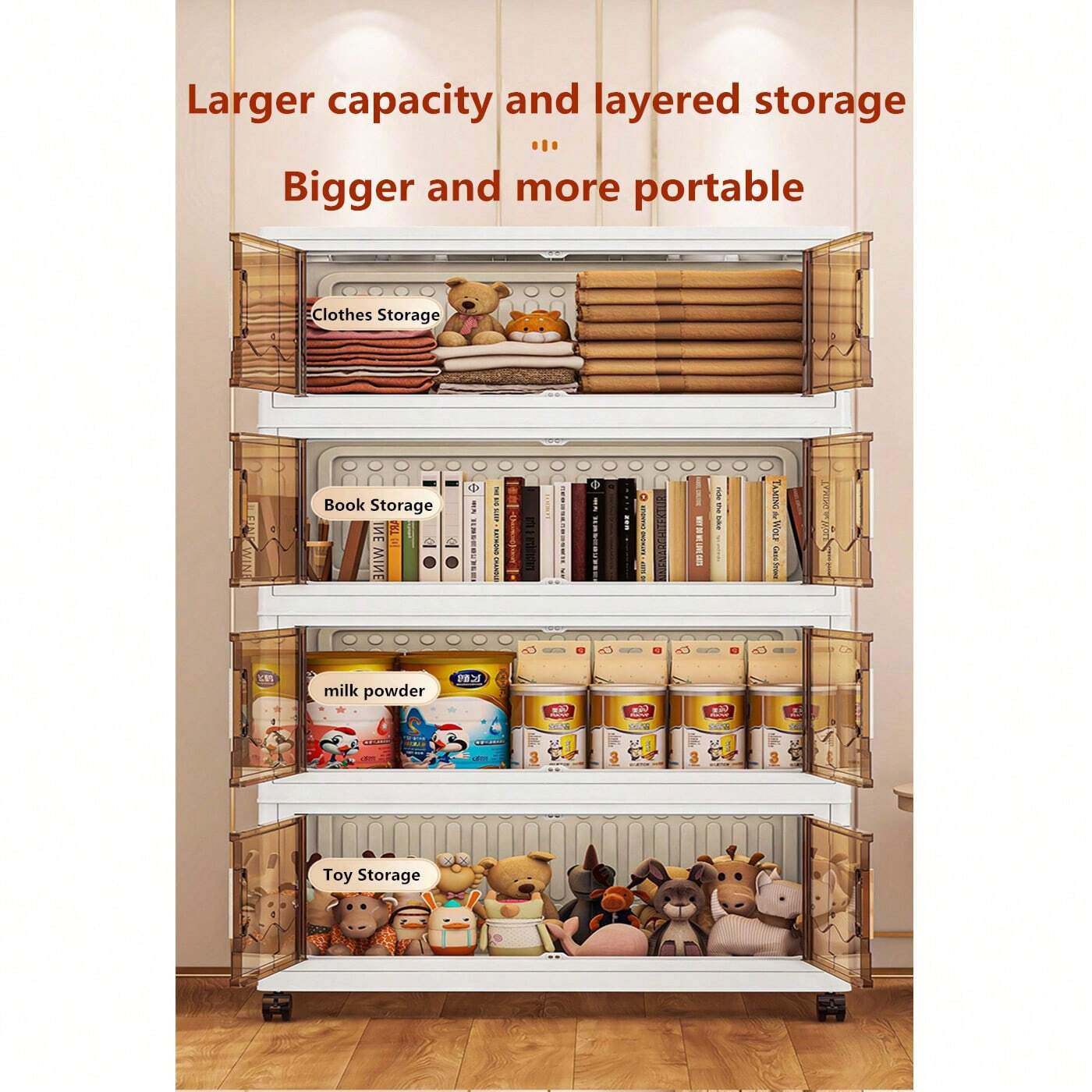 5/3/1-Layer Multifunctional Five Layer Folding Storage Cabinet With ...