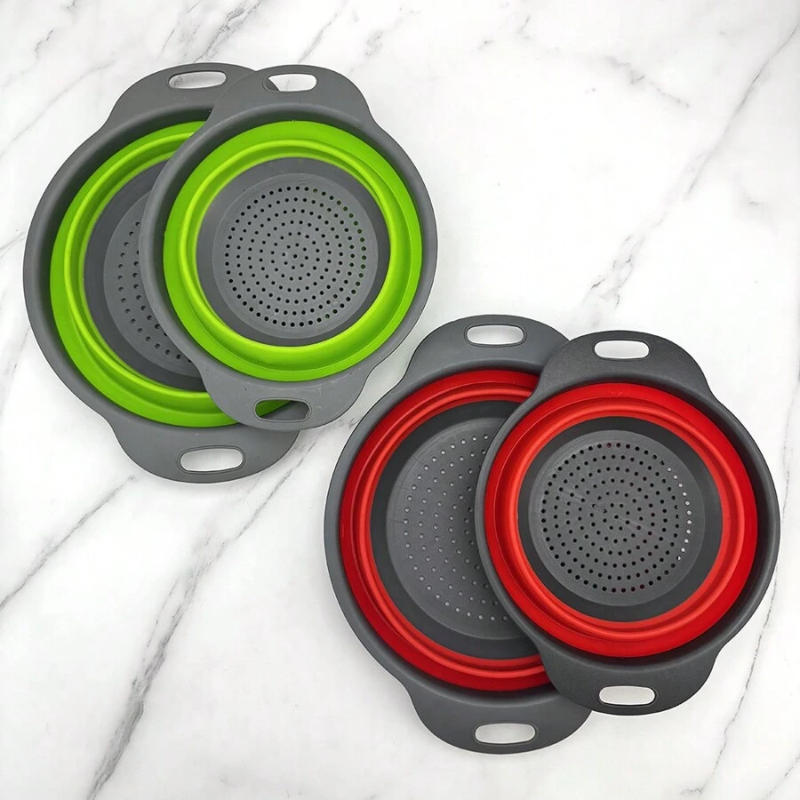 2pcs Silicone Foldable Strainer, Collapsible Vegetable/Fruit Basket ...