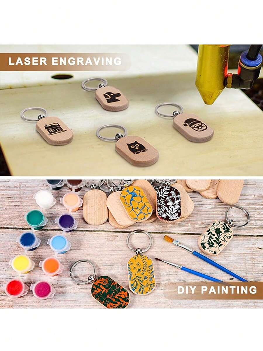 20 Pieces Wood Keychain Blanks, Wood Key Chain Bulk, Wood Keychain ...