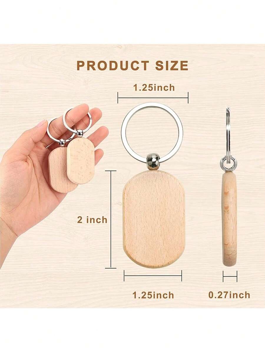 20 Pieces Wood Keychain Blanks, Wood Key Chain Bulk, Wood Keychain ...