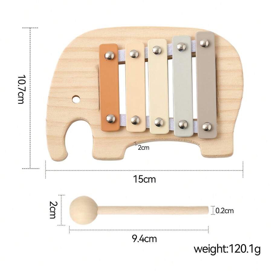 Wooden Elephant Xylophone - Baby Rattle Toy, 8-Note Glockenspiel ...