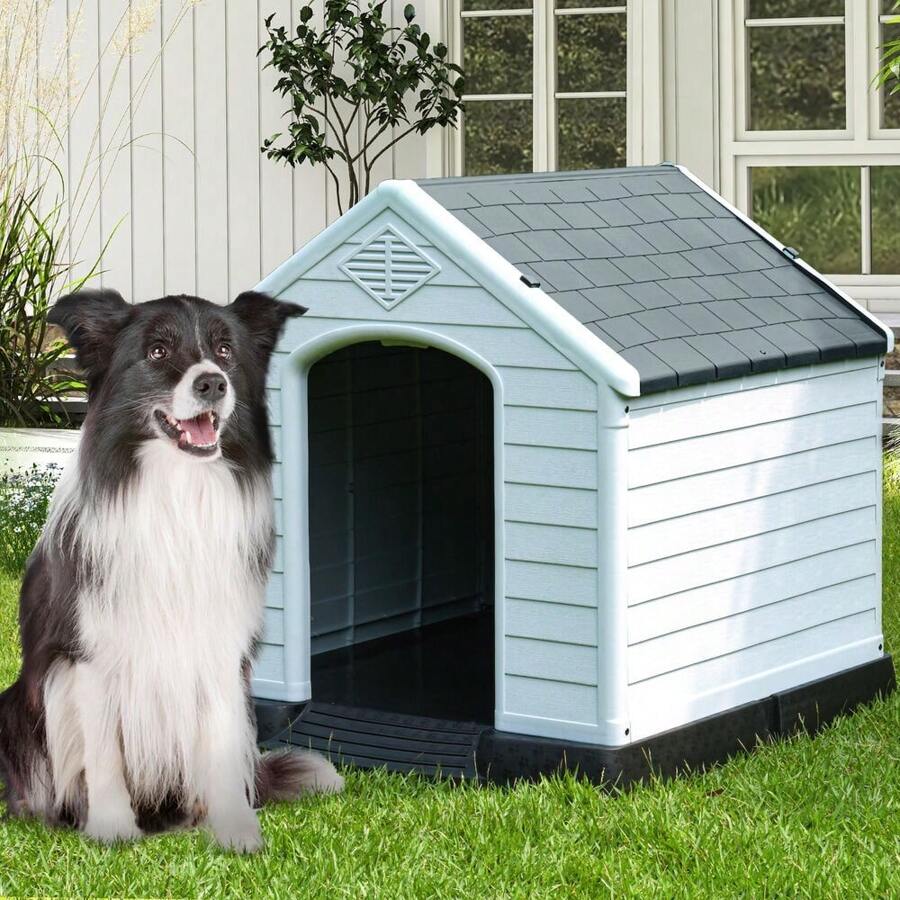 AllWeather Dog House Comfortable Cool Shelter Durable Plastic Design ...