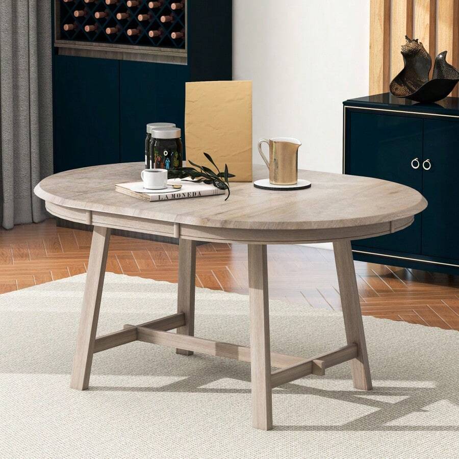 Wood Dining Table Round Extendable Dining Table For Dining Room ...