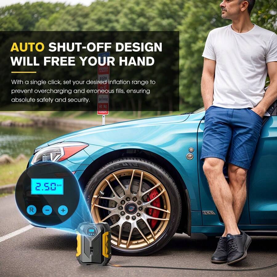 CARSUN Carsun 12V Digital Car Cigarette Lighter Air Compressor Pump, Inflador de Pneus de ...