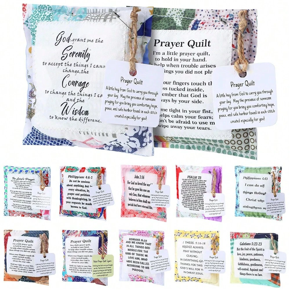 1 Pc Prayer Quilt With Cross Inside, Prayer Quilt Squares Vintage Mini ...
