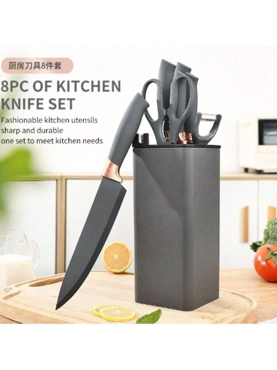 Luxury Marbled Designer Knife Set With Non-Stick Base And 8-Piece Knife ...