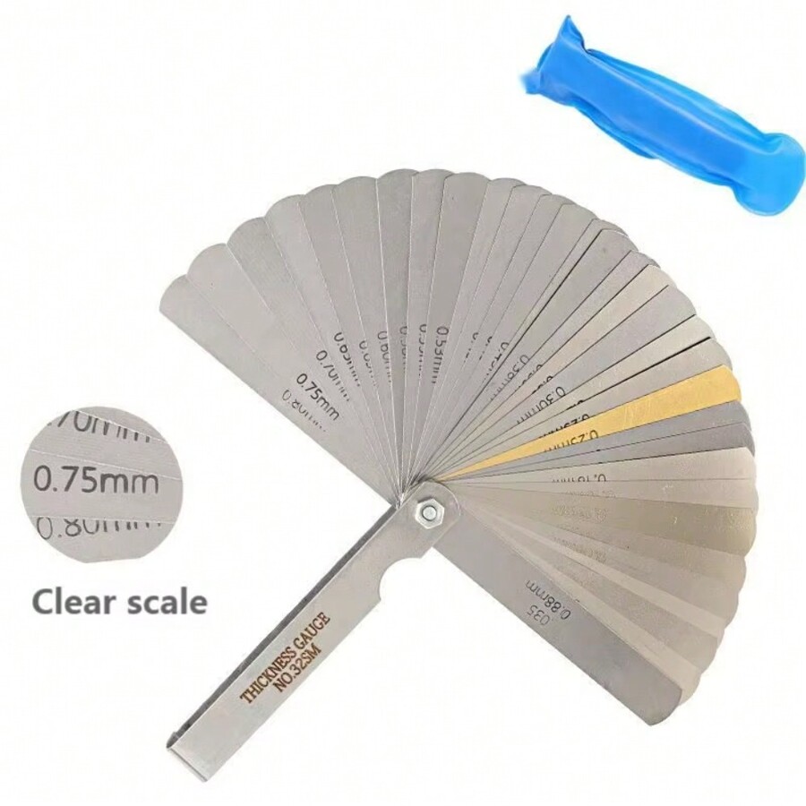 1pc-32 Blades Feeler Gauge Metric Gap Filler Gauge 0.04-0.88mm Stainless Steel High Precision ...
