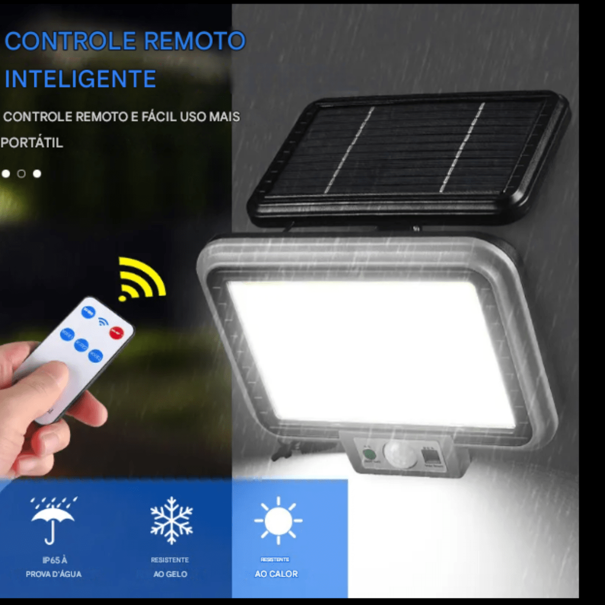 Luminária Refletor Painel Solar Sensor Presença120 COB Luz Solar de ...