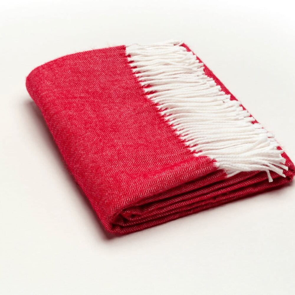 HomeRoots Scarlet Red Soft Acrylic Herringbone Throw Blanket | SHEIN USA