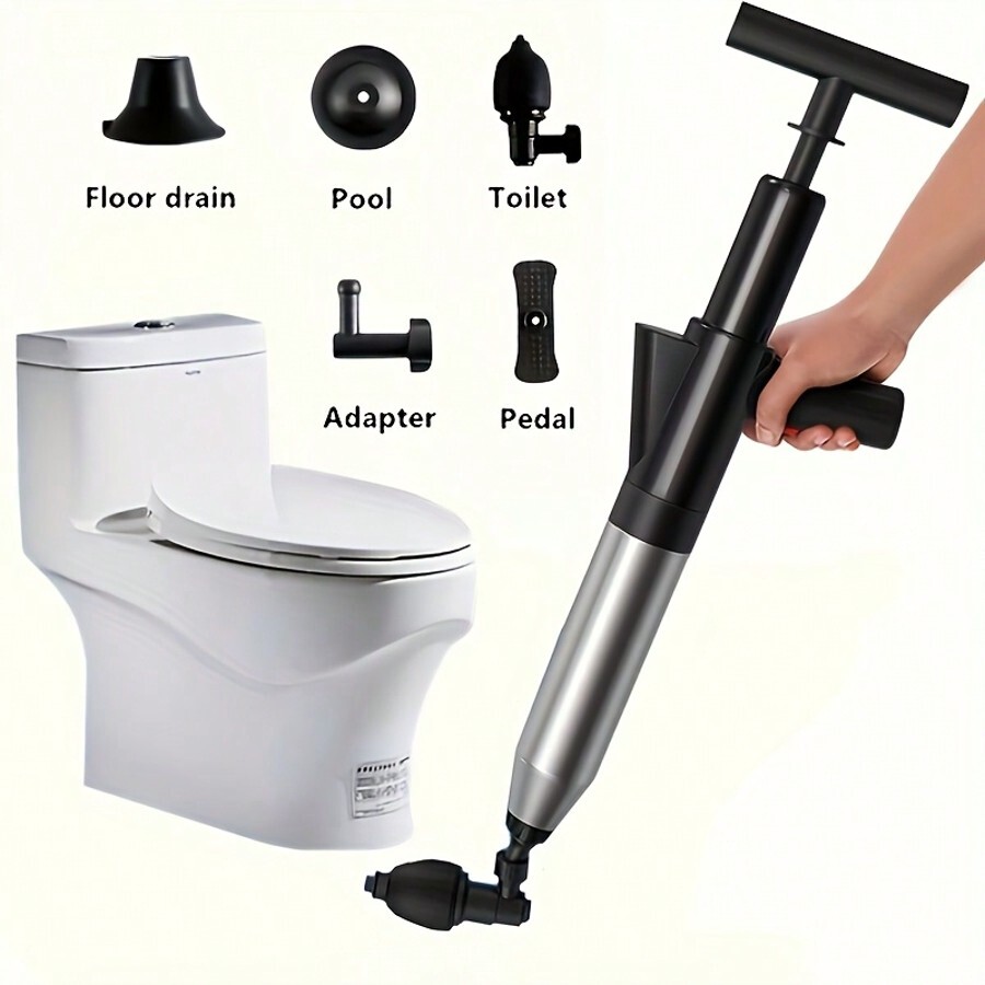 5-In-1 Manual Air Pressure Drain Plunger - Powerful Unclogging Tool For ...