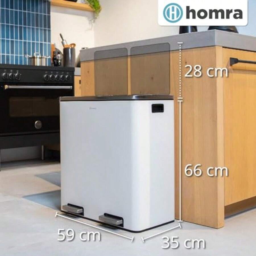 60L Homra Recycling Bins | 2x30 Liters Stainless Steel Pedal Bin | 2 ...