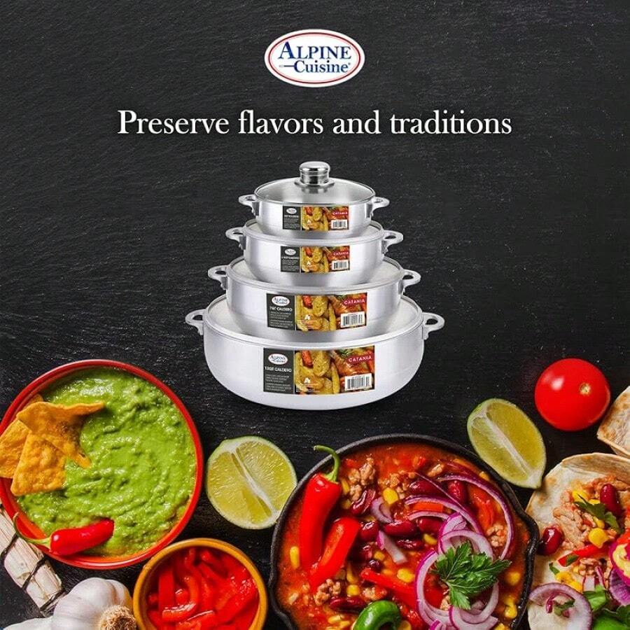 Alpine Cuisine 8 Piece Set Aluminum Caldero Stock Pot With Glass Lid ...