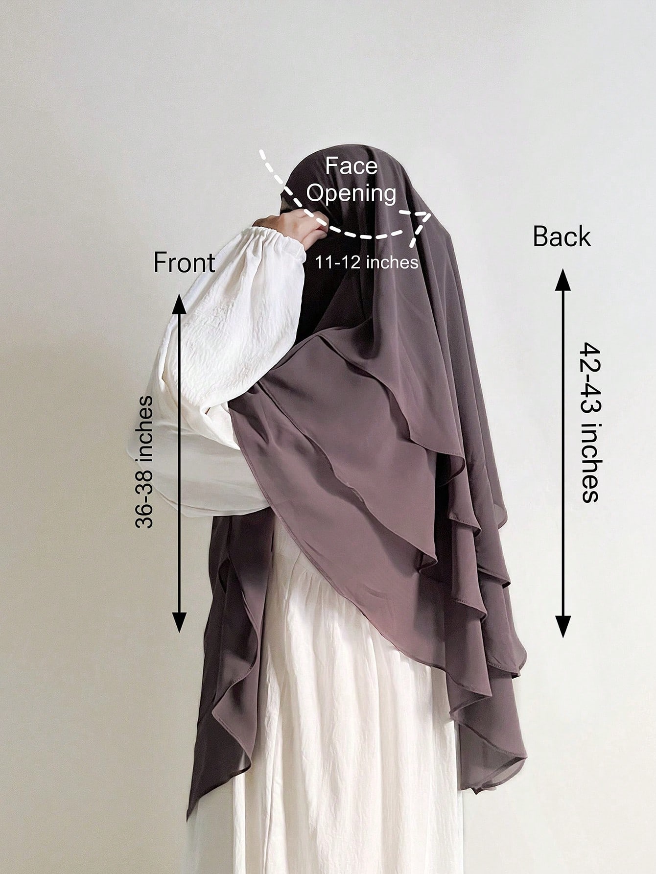 1pc Women's Muslim Three-Layer Chiffon Headwrap Khimar, Asymmetrical Veil Chiffon Headscarf ...