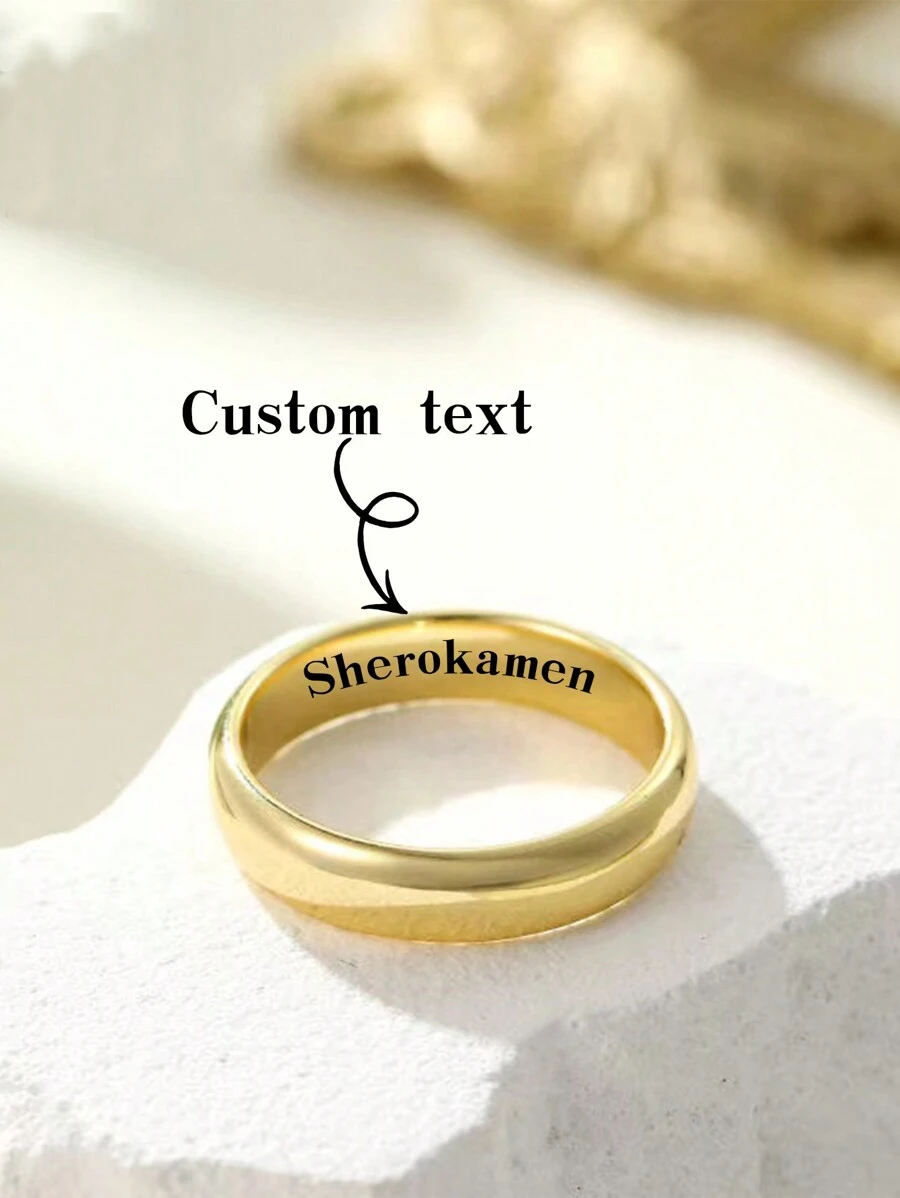 1 Piece Of Fashion Stainless Steel Simple Ring 18k Gold Yellow Couple ...