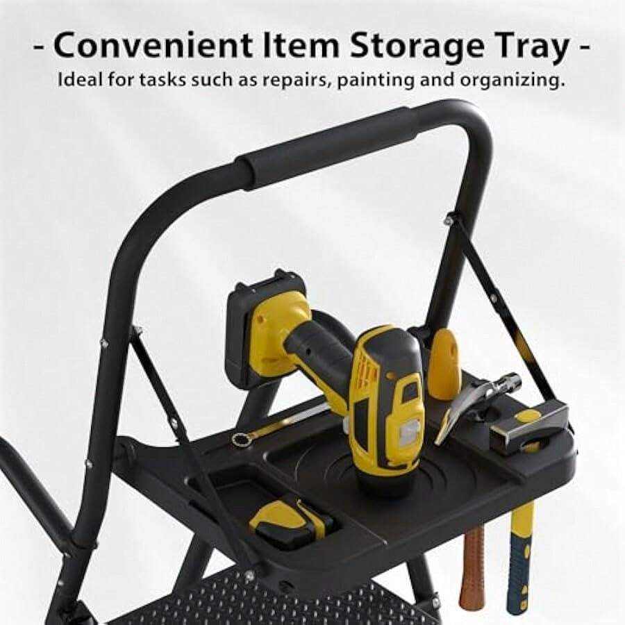 5 Step Ladder With Tool Bag And Tray Folding Step Stool Wide Anti-Slip ...