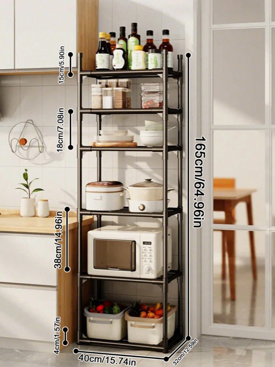 1pc Multi-Tier Kitchen Storage Rack, Adjustable Plastic Shelf, Space ...
