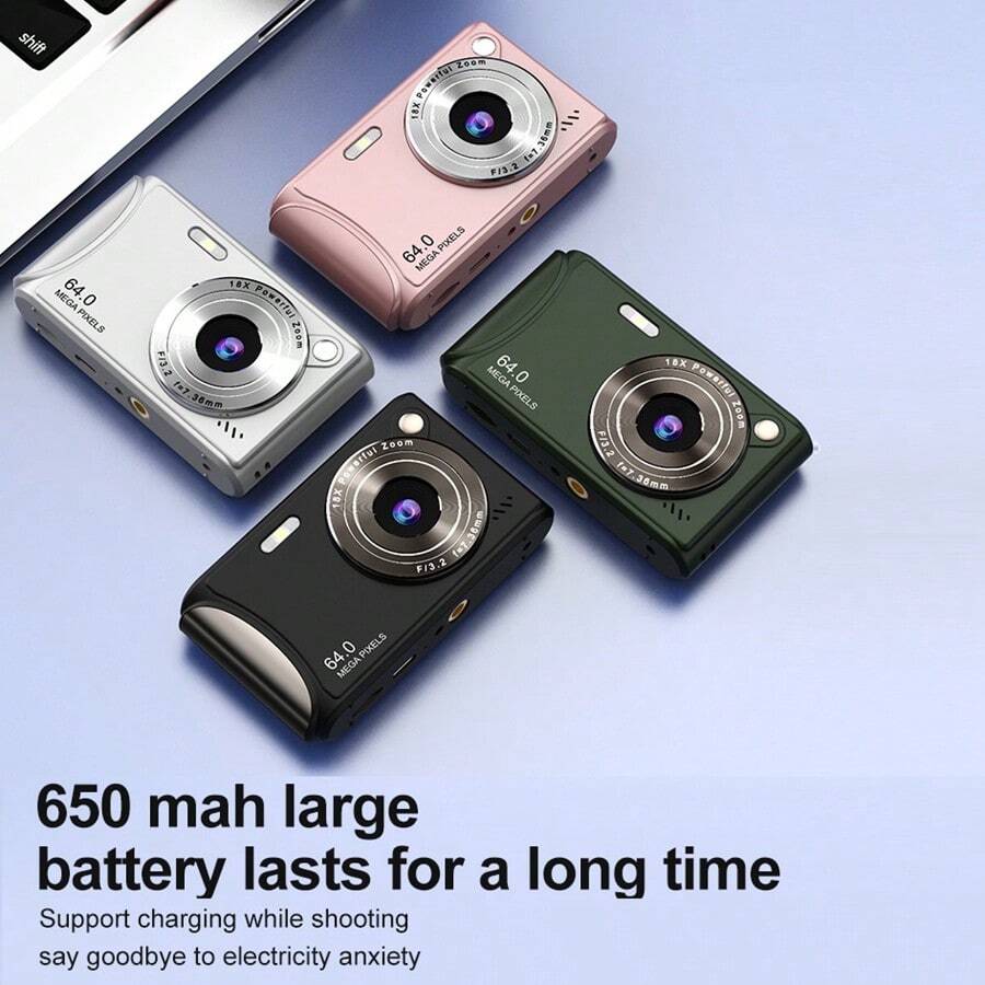 Auto Focus 64MP 4K Face Detection 2.4-Inch 18X Zoom 650mah Rechargeable ...
