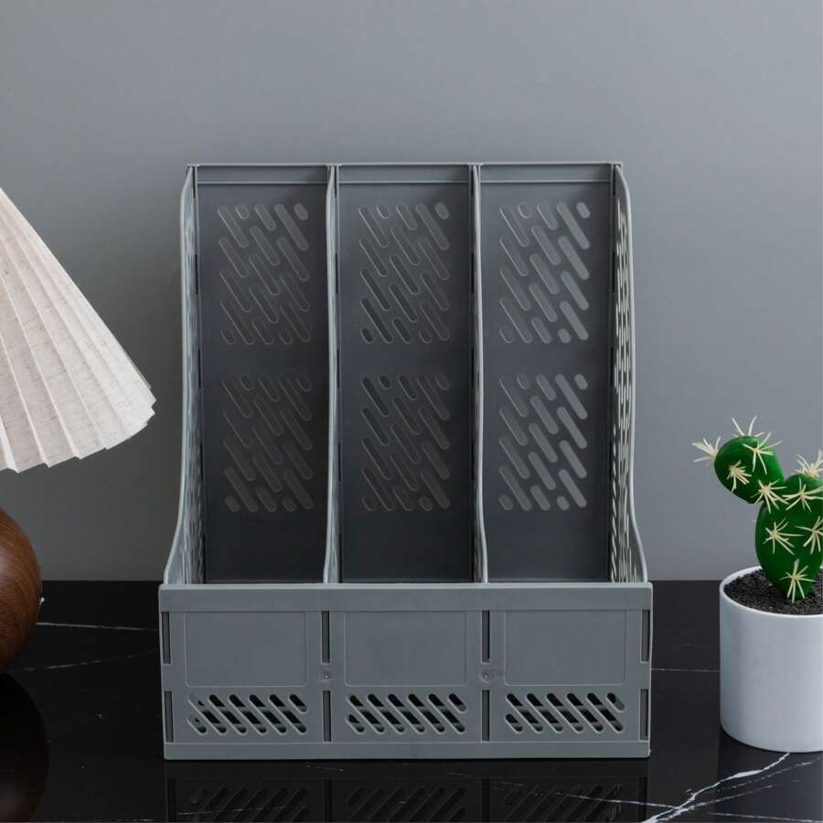 Thick File Storage Box, Vertical File Holder Stand Shelf, Simple Book ...