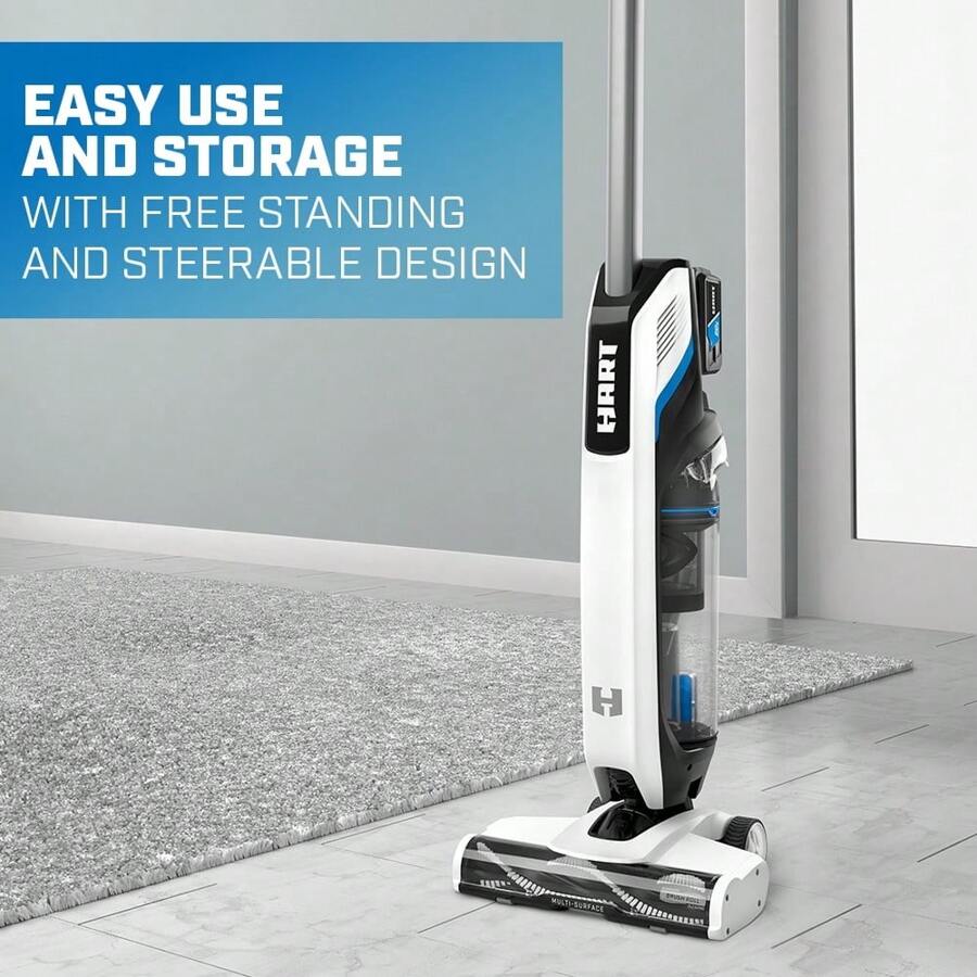 HART 20-Volt High Capacity Cordless Stick Vacuum Kit (1) 20-Volt 4.0AH ...