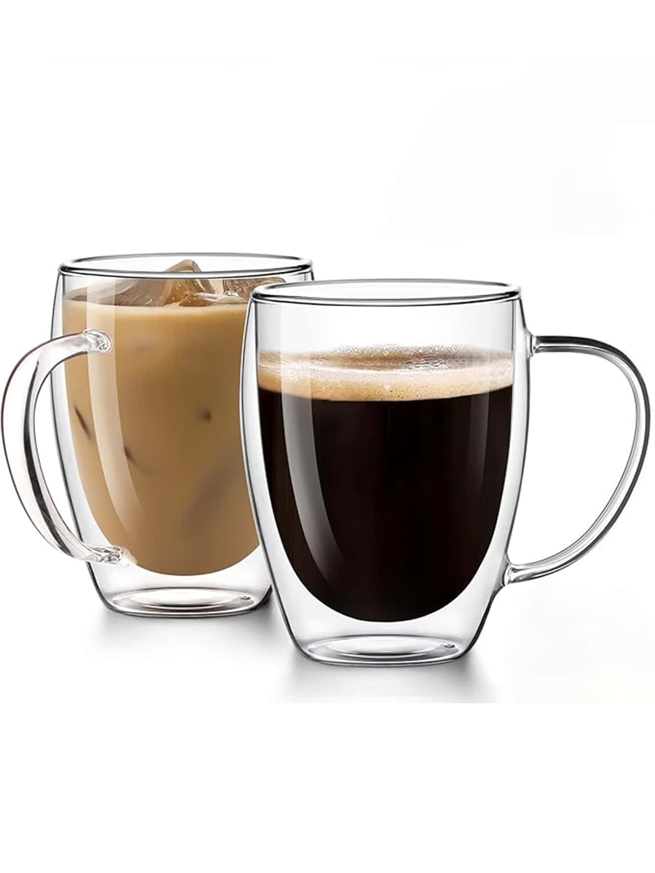 Copo de café de vidro de parede dupla de 12 oz Copo de café de vidro ...