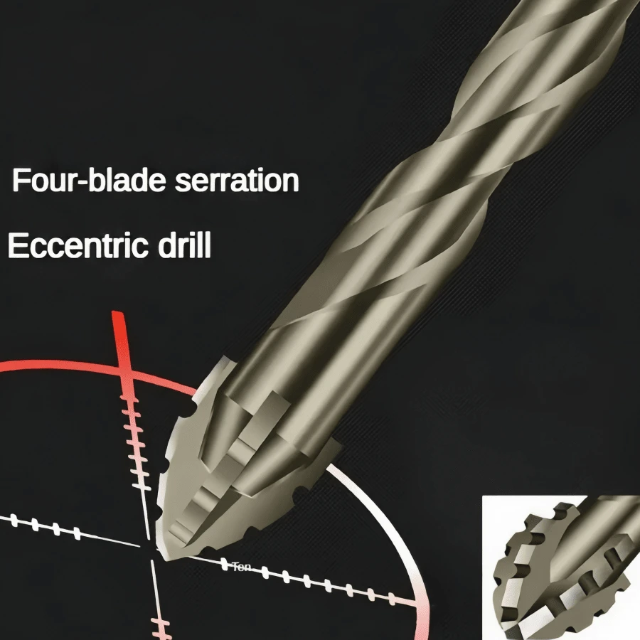 4-Piece Carbide Drill Bit Set - Heavy-Duty Serrated Eccentric Drill ...