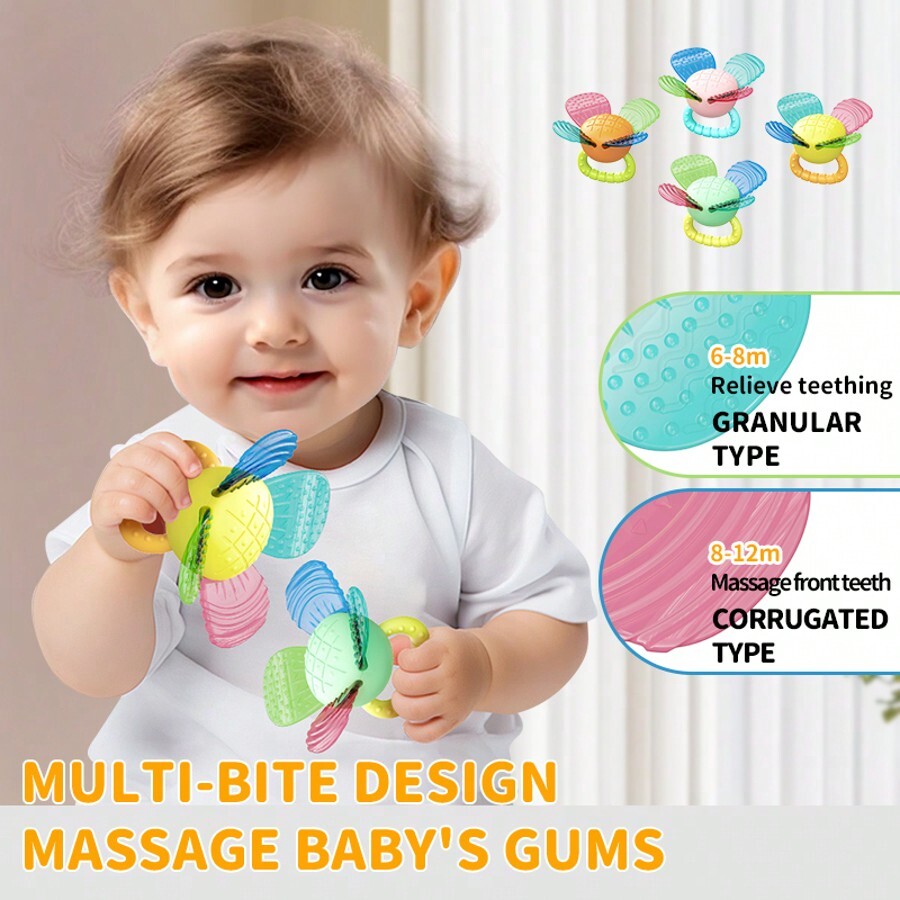 1pc Infant Flower Shaped Teething Stick, Silicone, Boil-Safe, Soothes ...