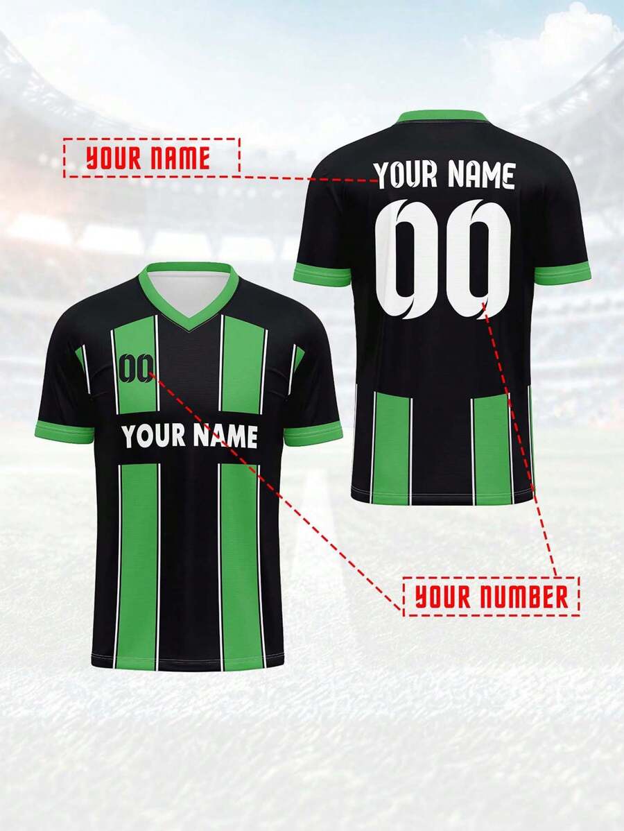 1pc Customized Men's Sports Team Club Training V-Neck Football Jersey ...