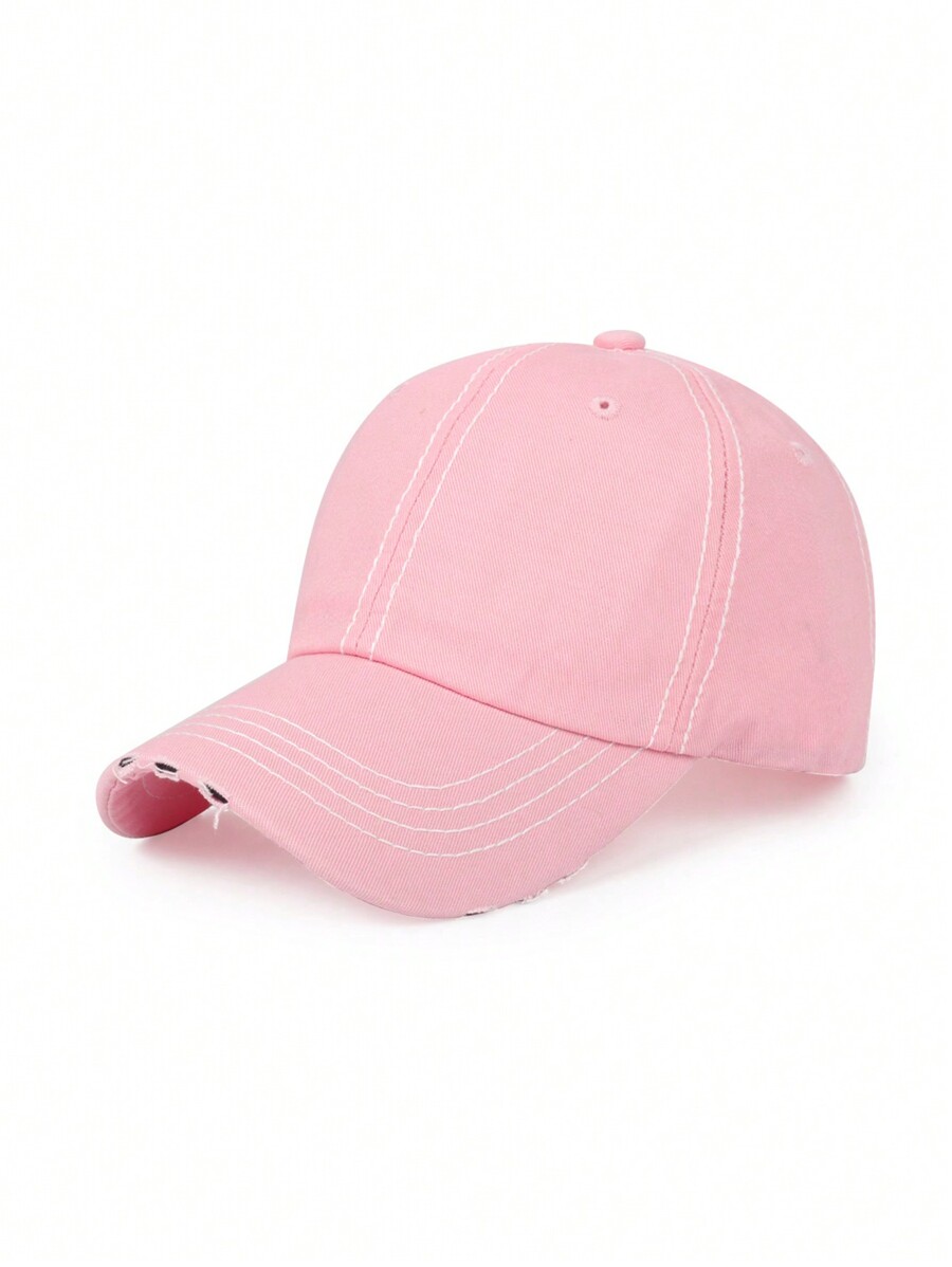 Wash With Water To Make It Old. Soft Top Solid Color Baseball Cap. Contrasting Color Lines ...