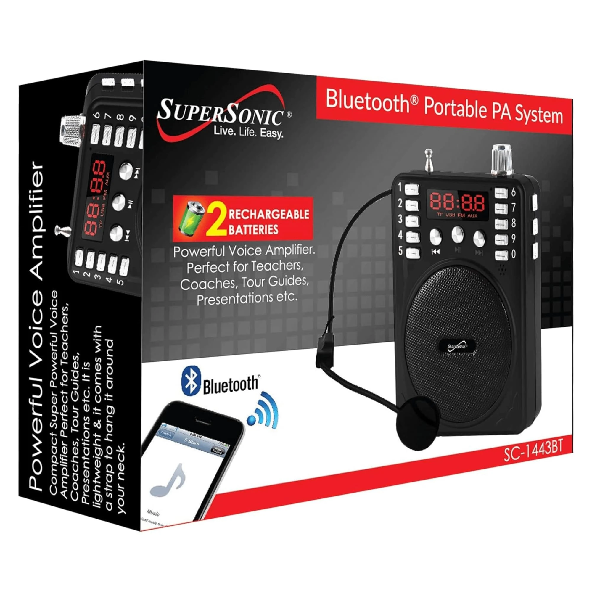 Supersonic Bluetooth Lightweight Portable Audio Amplifier PA System ...