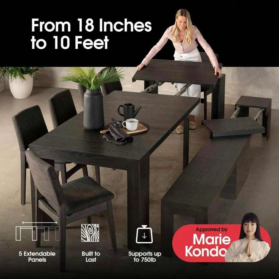 YUHBNO Table Dining Room Table For 2 To 12 Approved By Marie Kondo ...