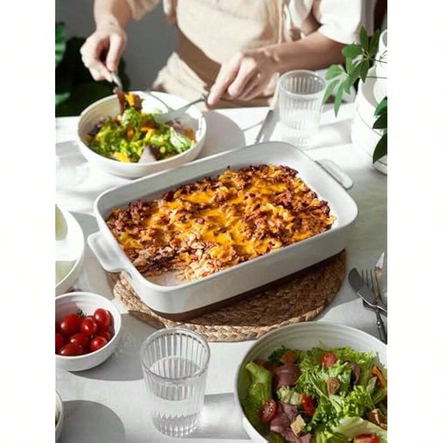 Deep Lasagna Dish With Handles Large Oven Dish Baking Dish 9x13 Lasagna ...