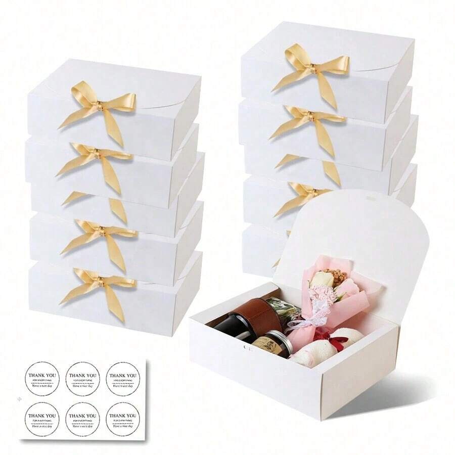 5 PCS Gift Boxes With Lids, Cardboard Gift Boxes, White Boxes With ...