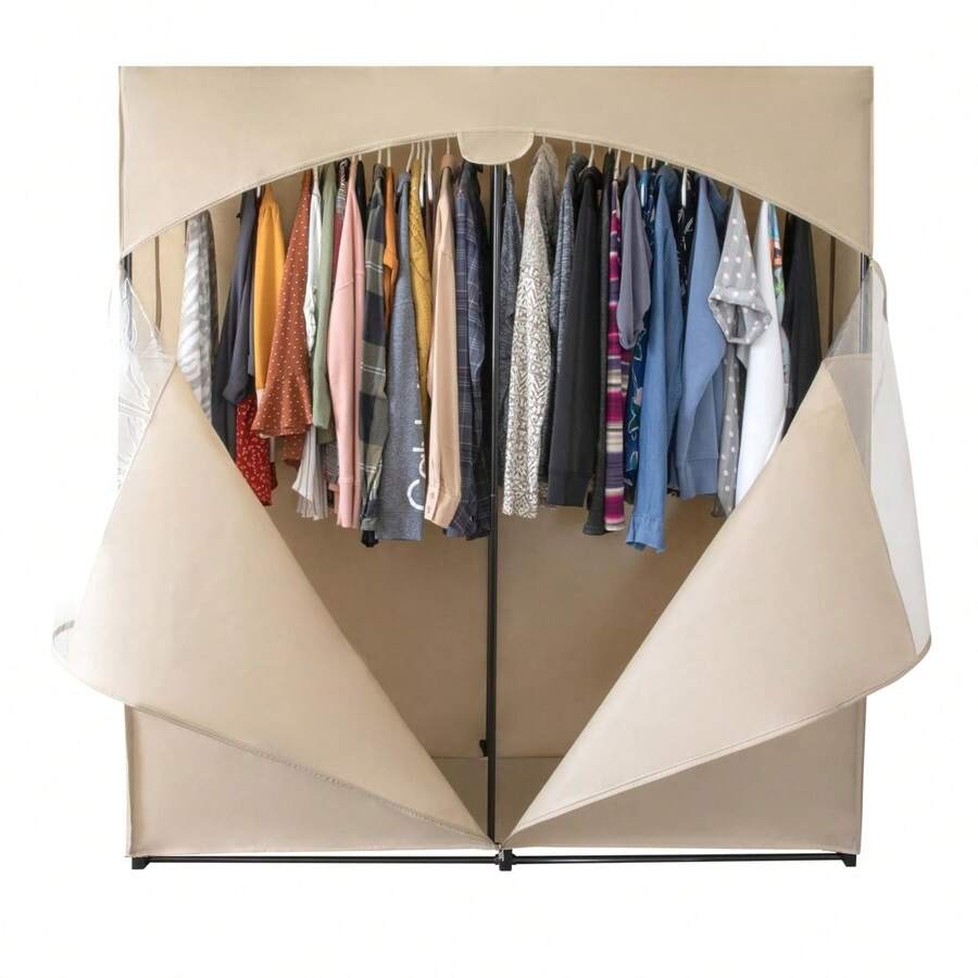 Hold N Storage Portable Wardrobe Closet Heavy Duty Hanging Rod With 50 ...