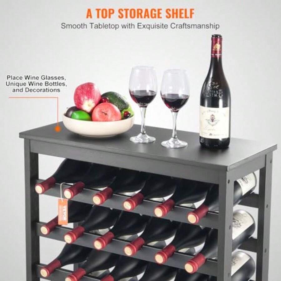 42 Bottle Modular Wine Rack 7-Tier Solid Bamboo Wood Storage Racks ...