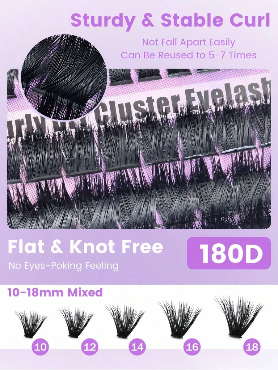 275PCS Cluster Eyelash Extensions Kit Lash Clusters 80D+100D+180D DIY ...