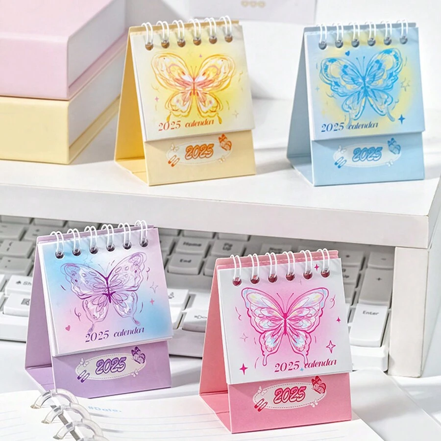 1pc 2025 Butterfly Desk Calendar Small Creative Schedule Planner Office ...