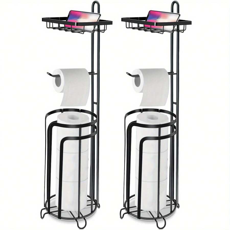 Stand-Up Toilet Paper Rack With Shelf, Toilet Paper Storage, Mobile ...