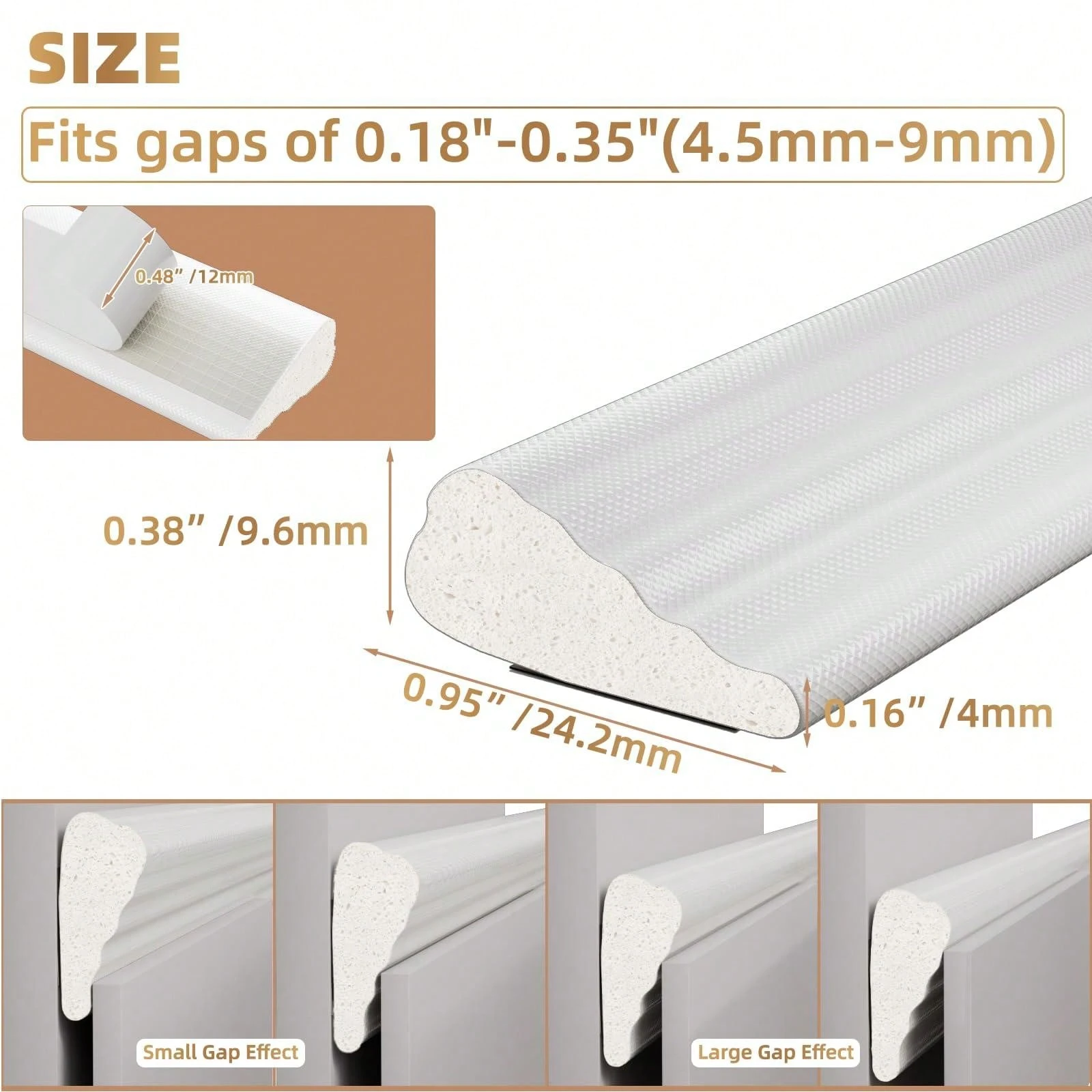 Guarnizione autoadesiva a forma di cuneo in schiuma per porte e ...